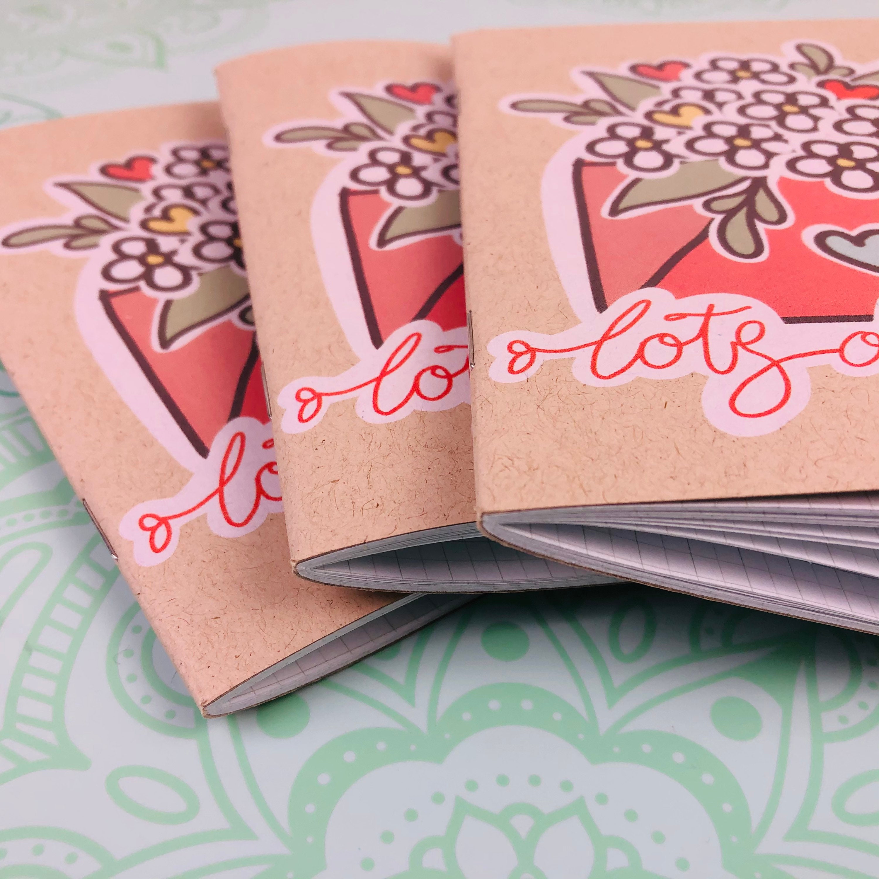 Pocket Notebook Lots of Love Kraft Paper Cover Gridded - Etsy