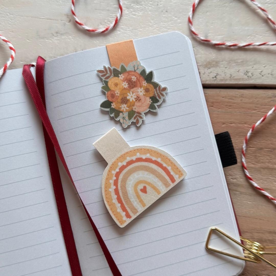 Peach Rainbow Die-cut Magnetic Bookmarks Set of 2 - Etsy