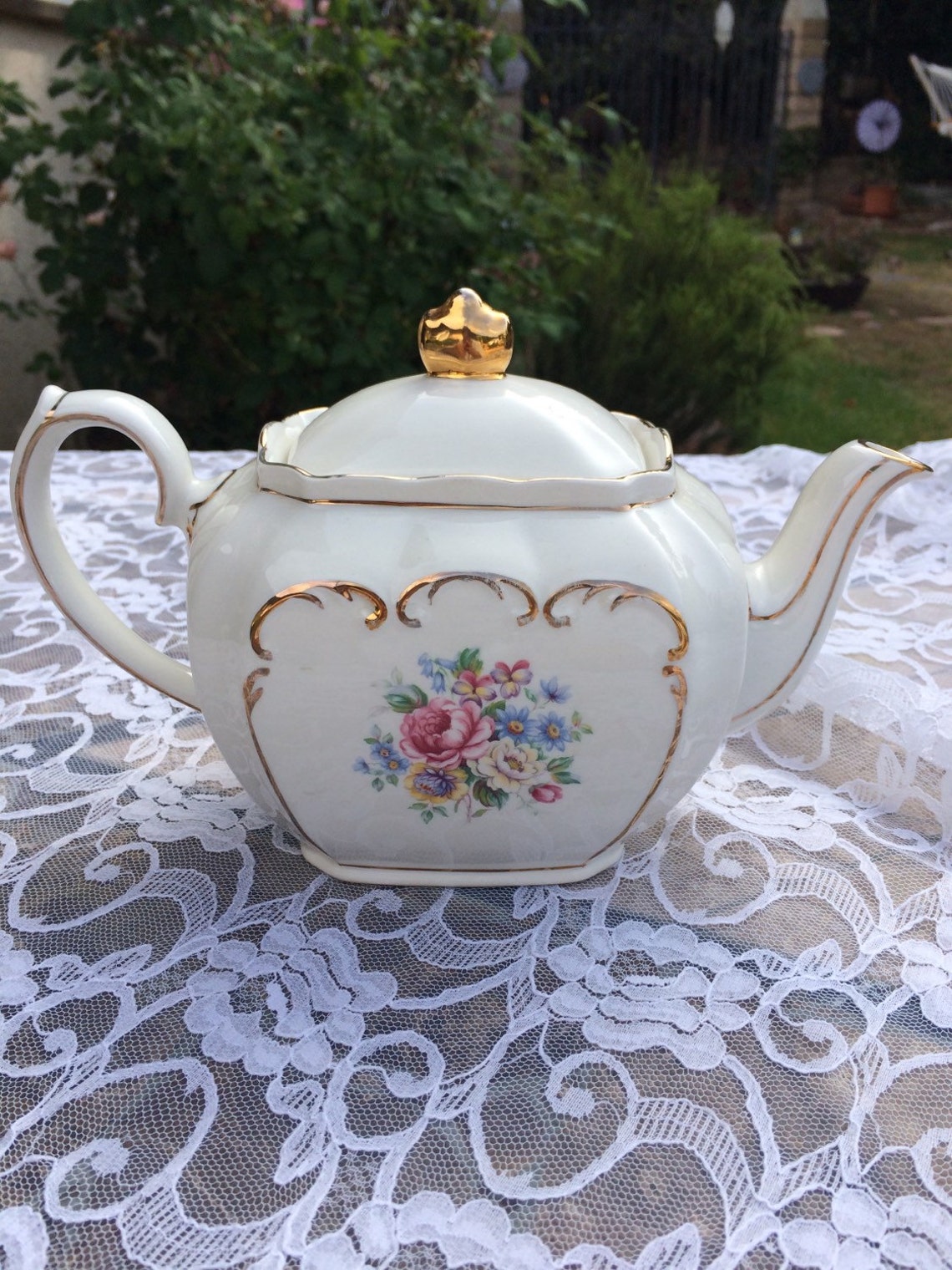 Sadler Floral Rectangle Teapot - Etsy