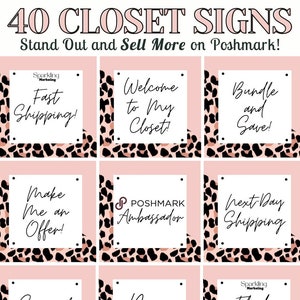 Poshmark Closet Signs, Pink Leopard Print // Poshmark Closet Divider ...