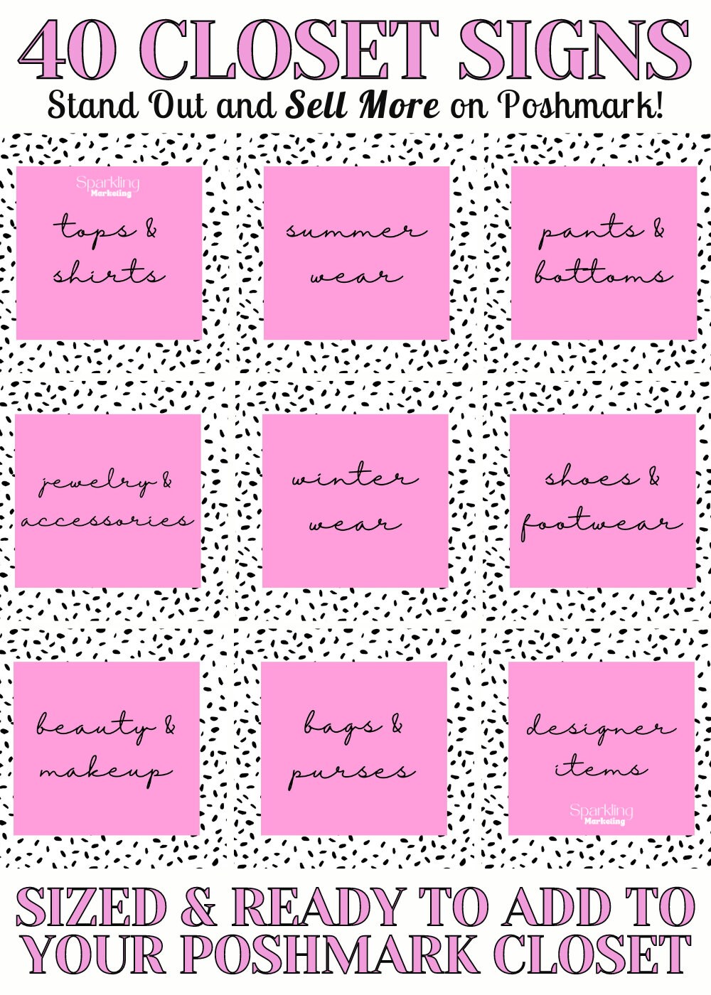 Poshmark Closet Signs Hot Pink Black & White // Poshmark - Etsy