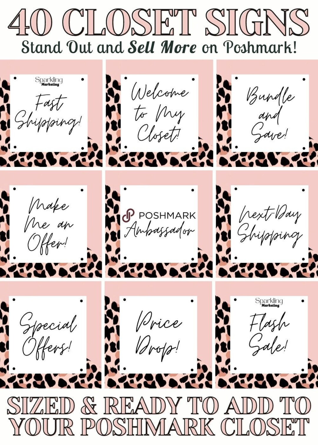 40 Poshmark Closet Signs, Instant Digital Download // Poshmark Seller ...