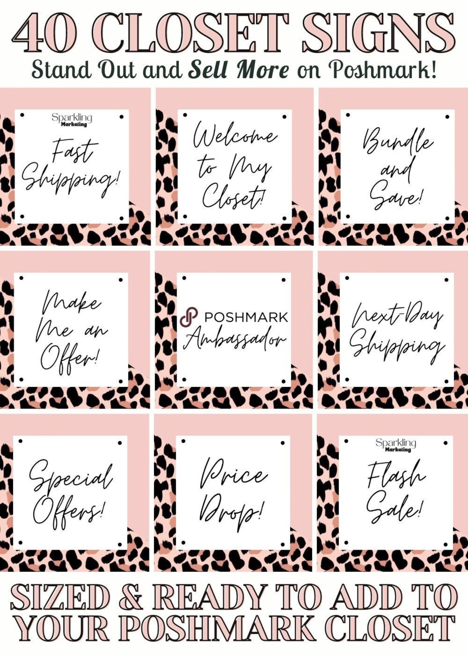 40 Poshmark Closet Signs, Instant Digital Download // Poshmark Seller ...