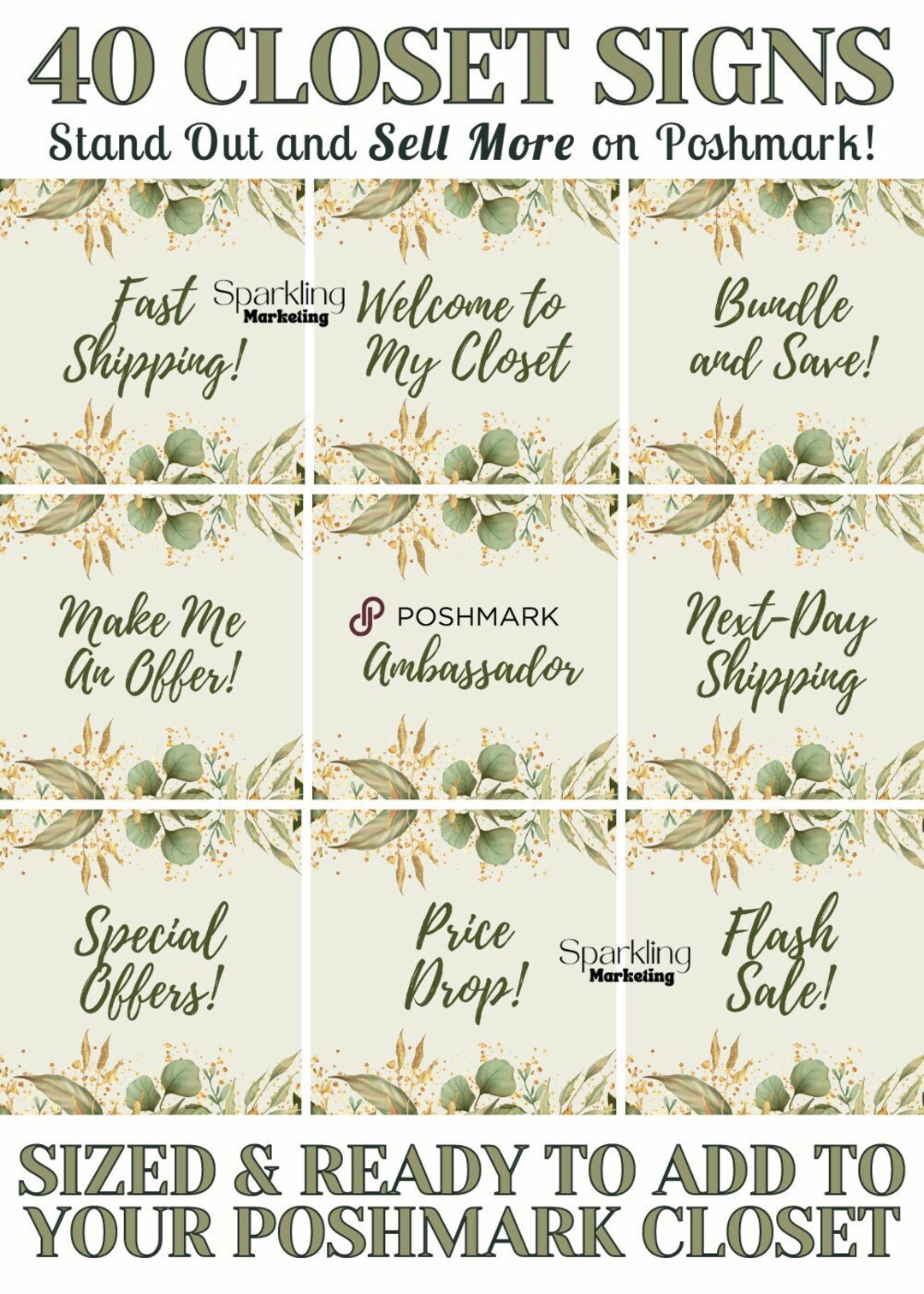 Poshmark Closet Signs, Instant Digital Download // Poshmark Seller ...