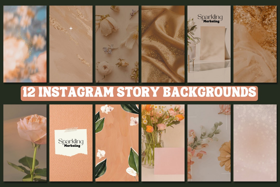 Instagram Story Backgrounds, Pink Peach Floral // Instagram Template ...