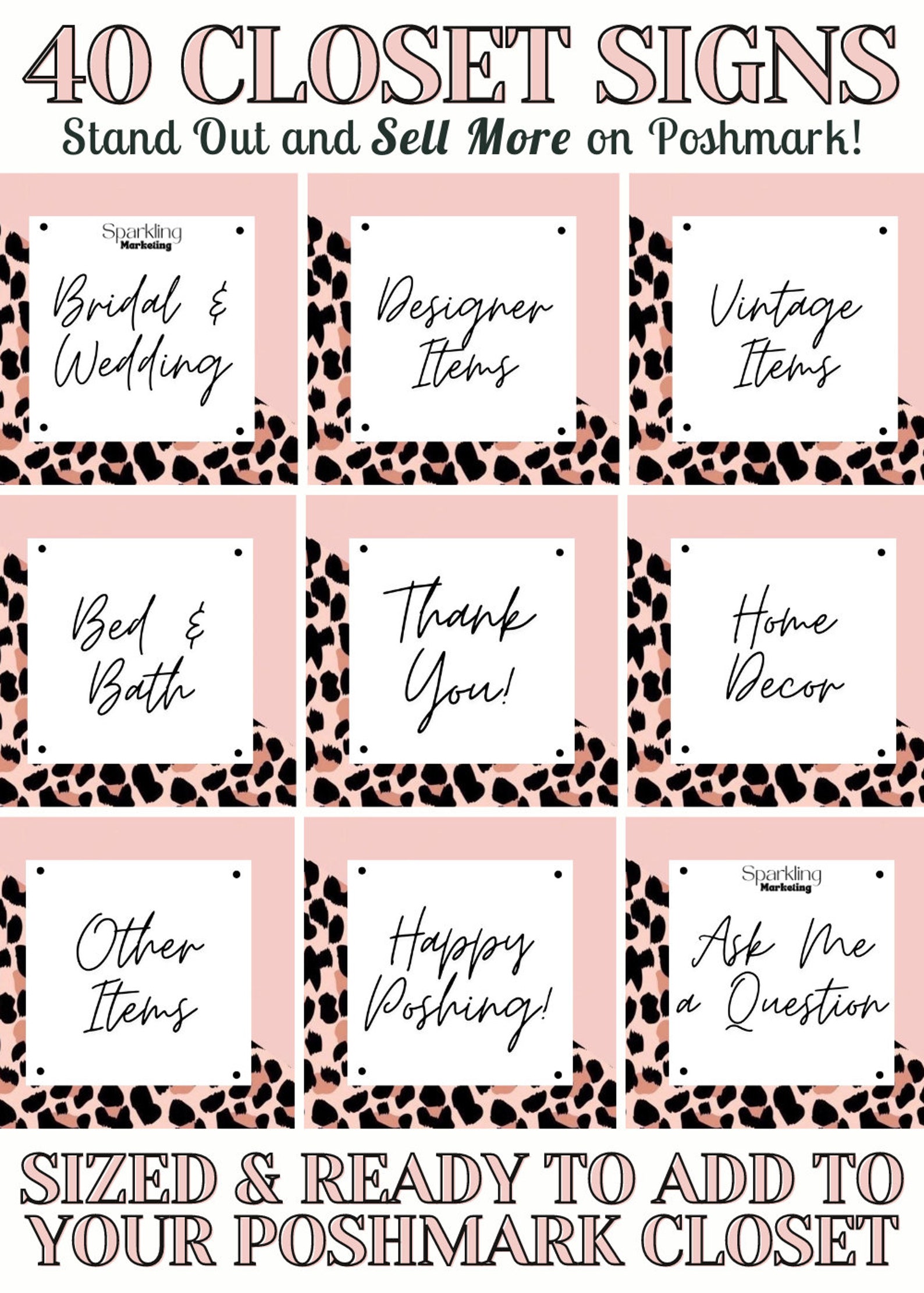 Poshmark Closet Signs, Pink Leopard Print // Poshmark Closet Divider ...