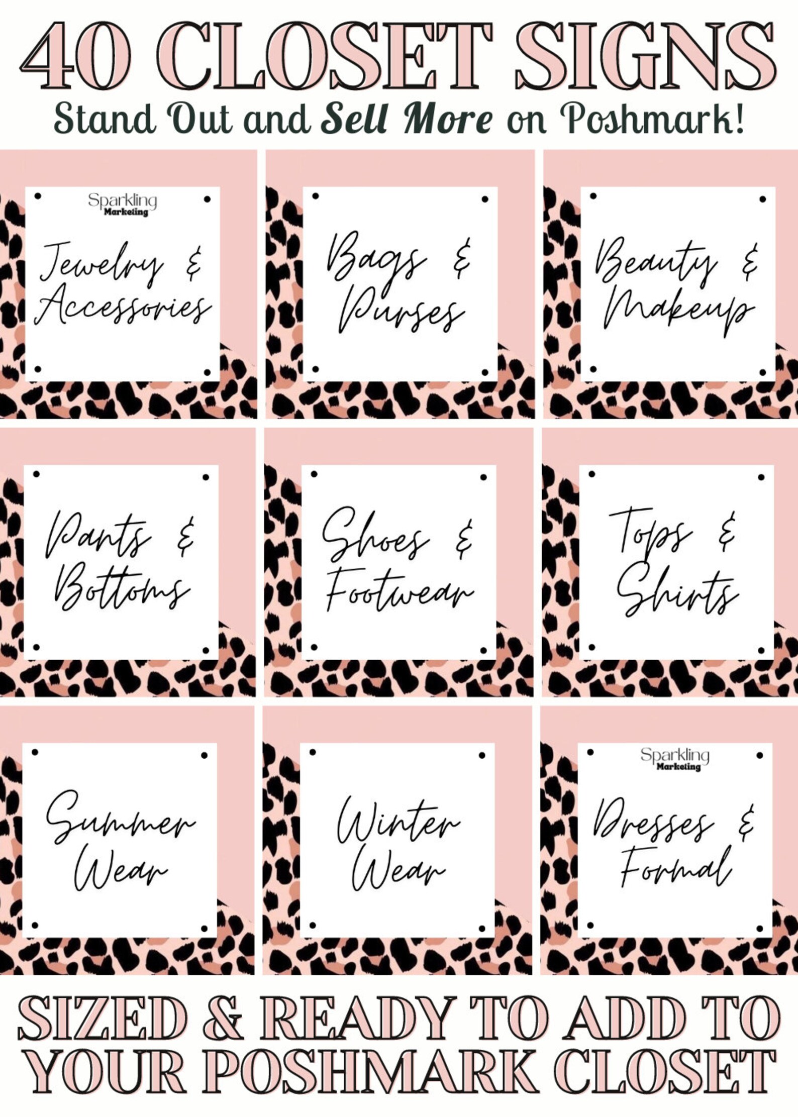 Poshmark Closet Signs, Pink Leopard Print // Poshmark Closet Divider ...