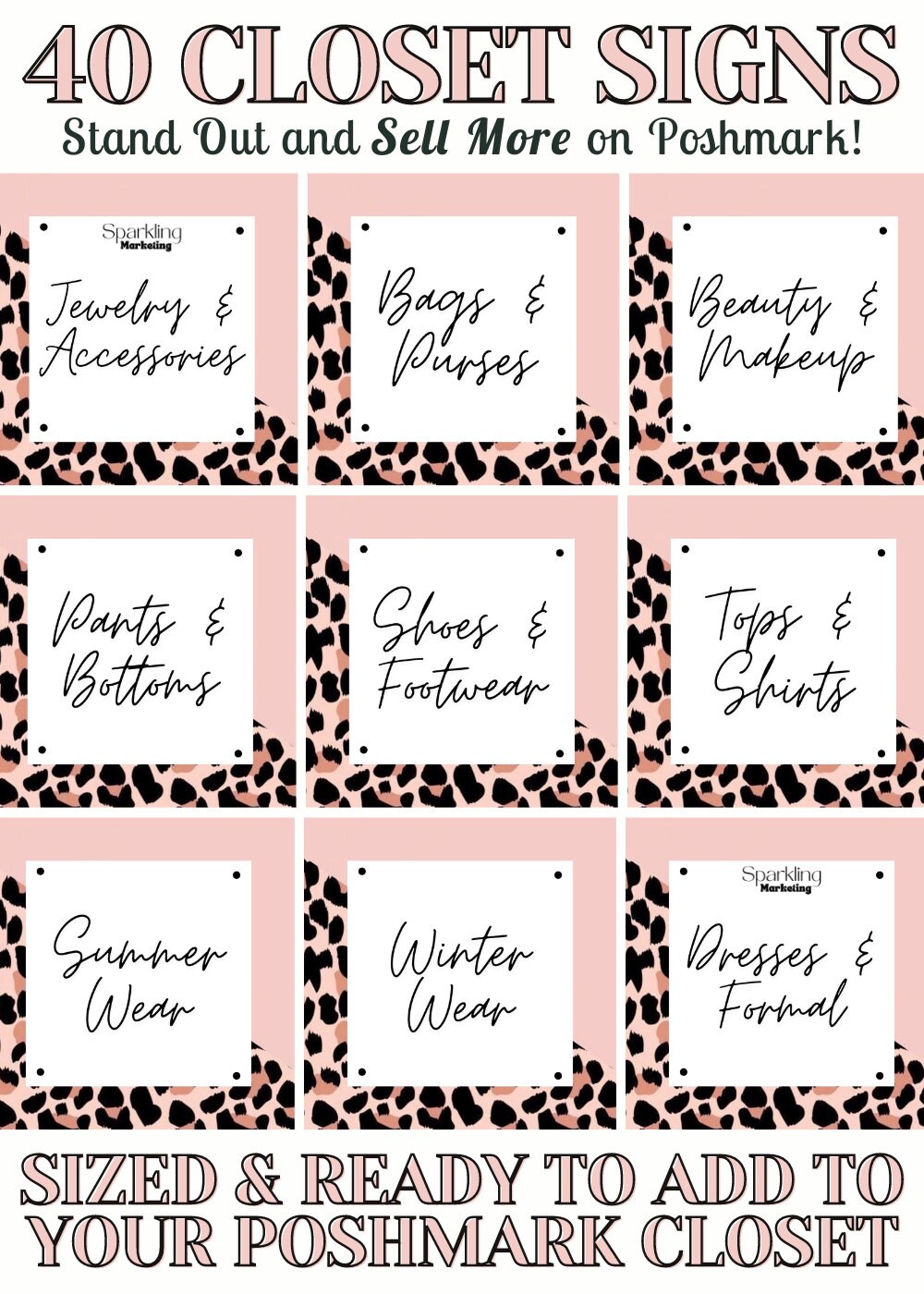 Poshmark Closet Signs, Pink Leopard Print // Poshmark Closet Divider ...