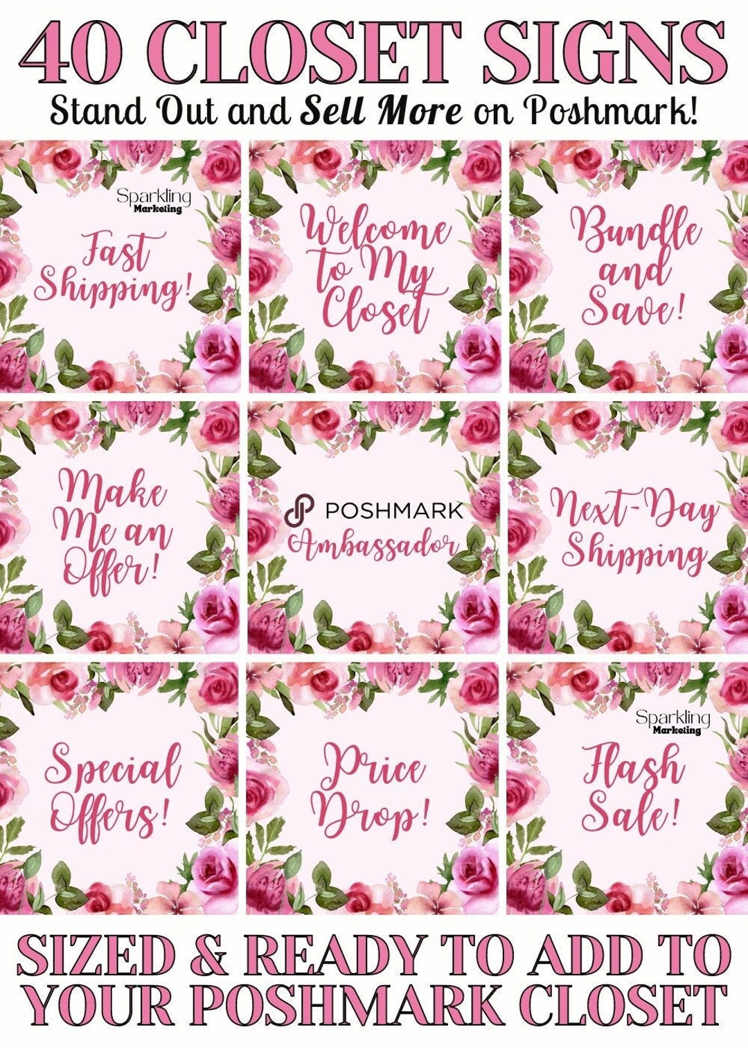 Poshmark Closet Signs, Instant Digital Download // Poshmark Seller ...