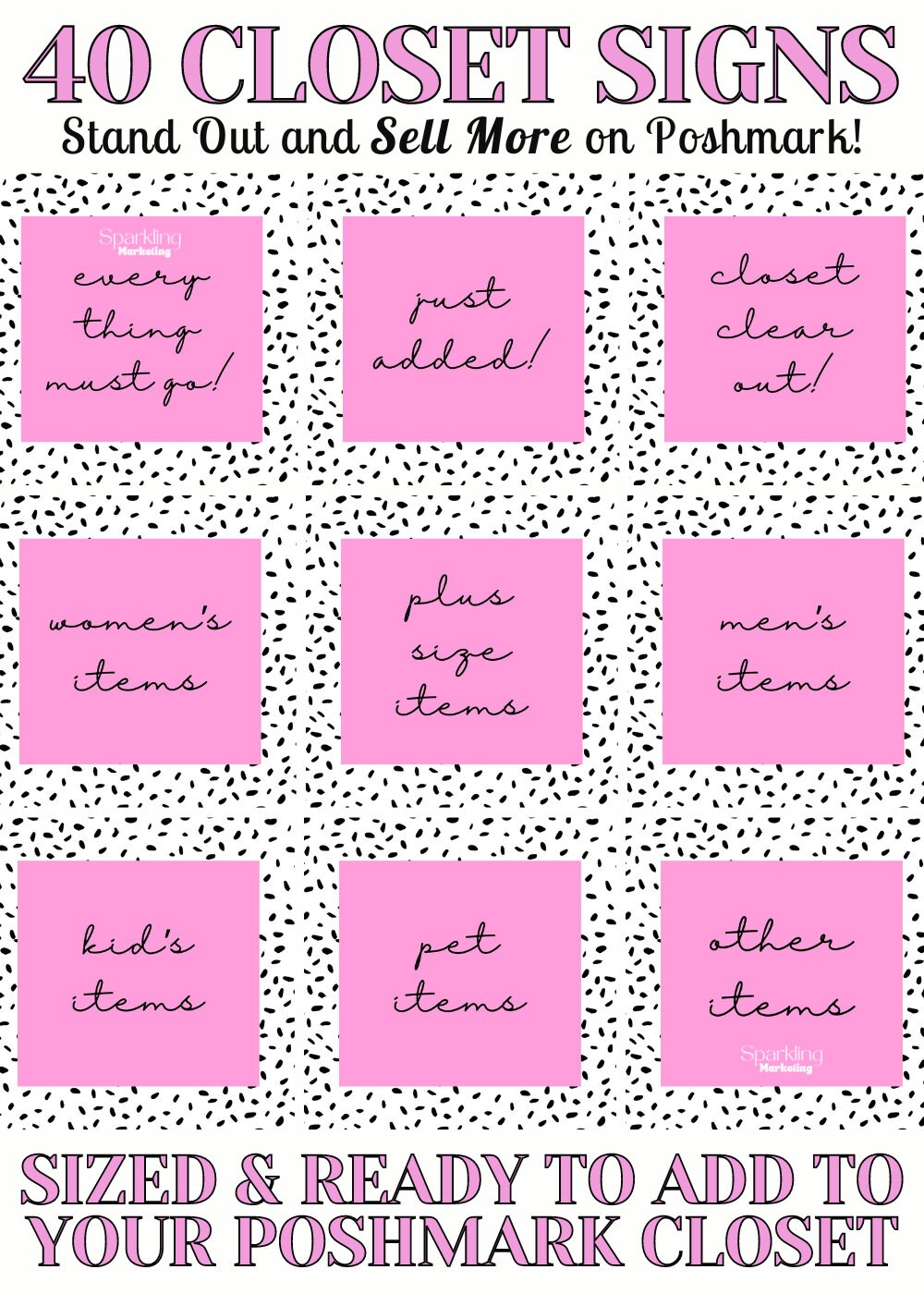 Poshmark Closet Signs Hot Pink Black & White // Poshmark - Etsy