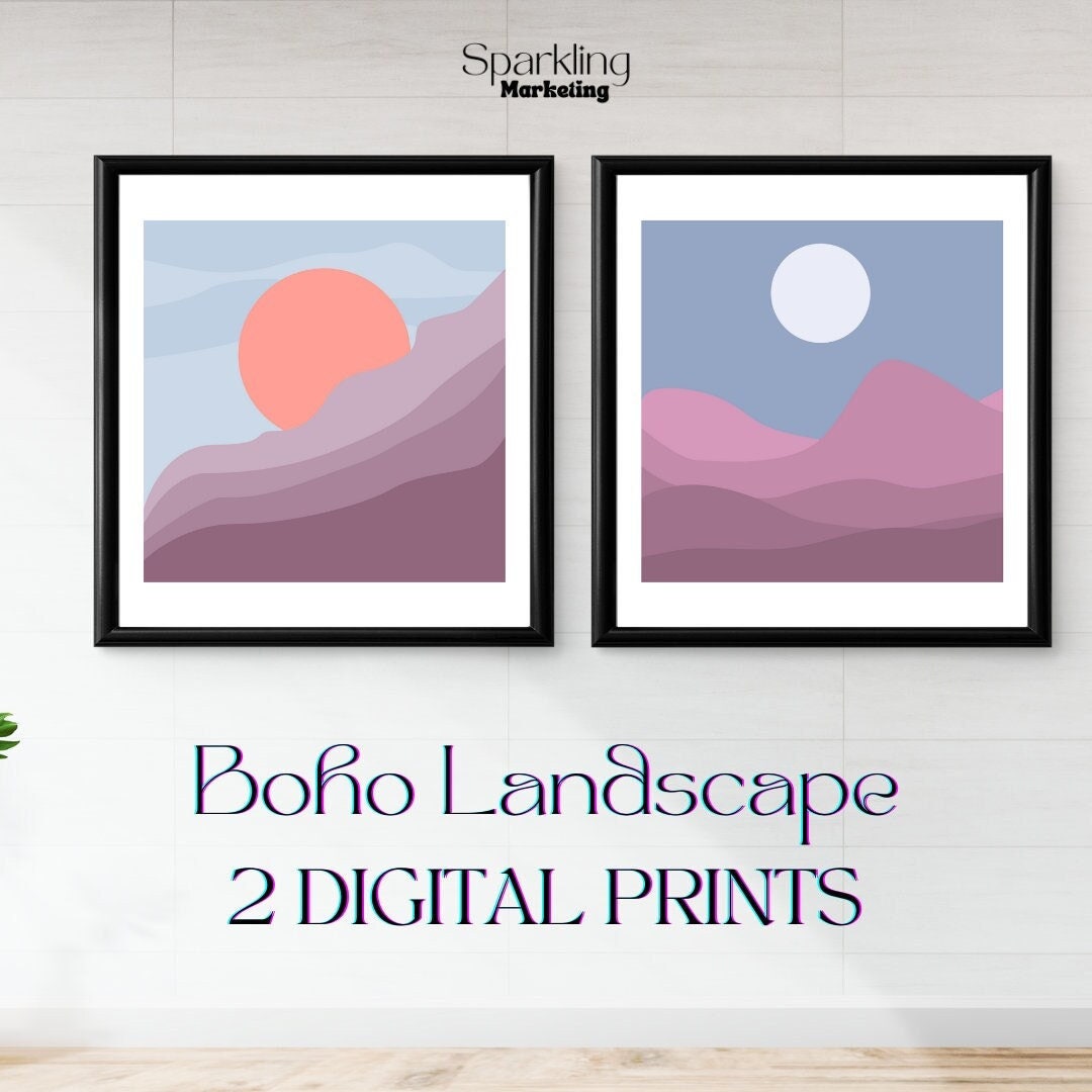 Boho Landscape Wall Art // Digital Printable Art, Instant Download ...