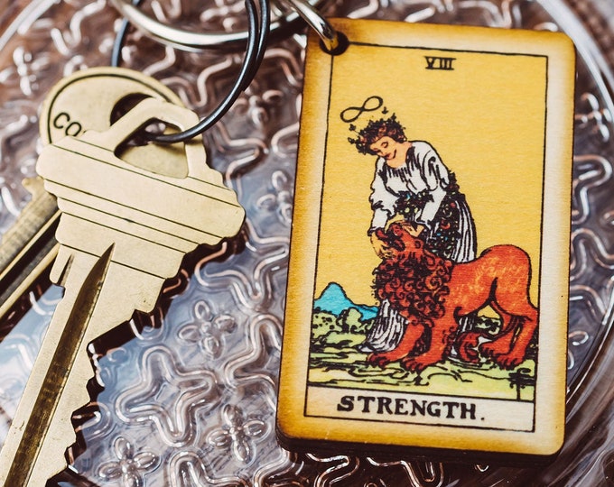 Strength Tarot Card Keychain Strength Gift Meditation Gift - Etsy
