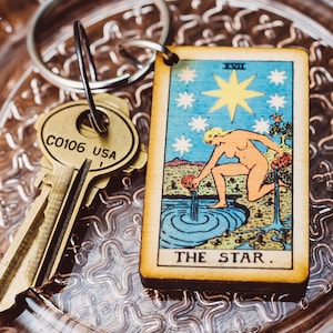 The Star Tarot Card Keychain Mindfulness the Star Gift Meditation Gift ...