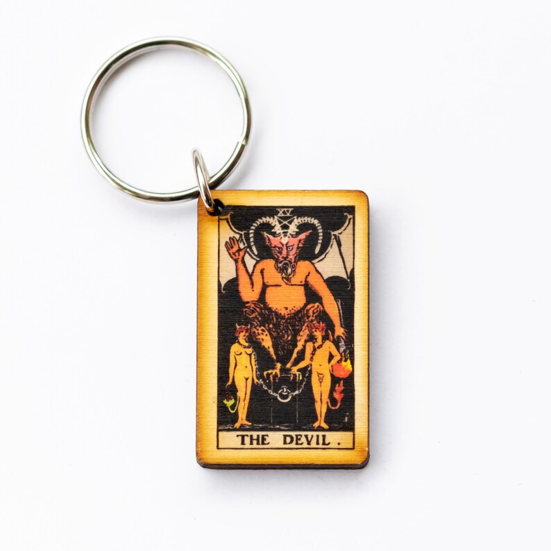 The Devil Tarot Card Keychain Mindfulness Devil Gift - Etsy