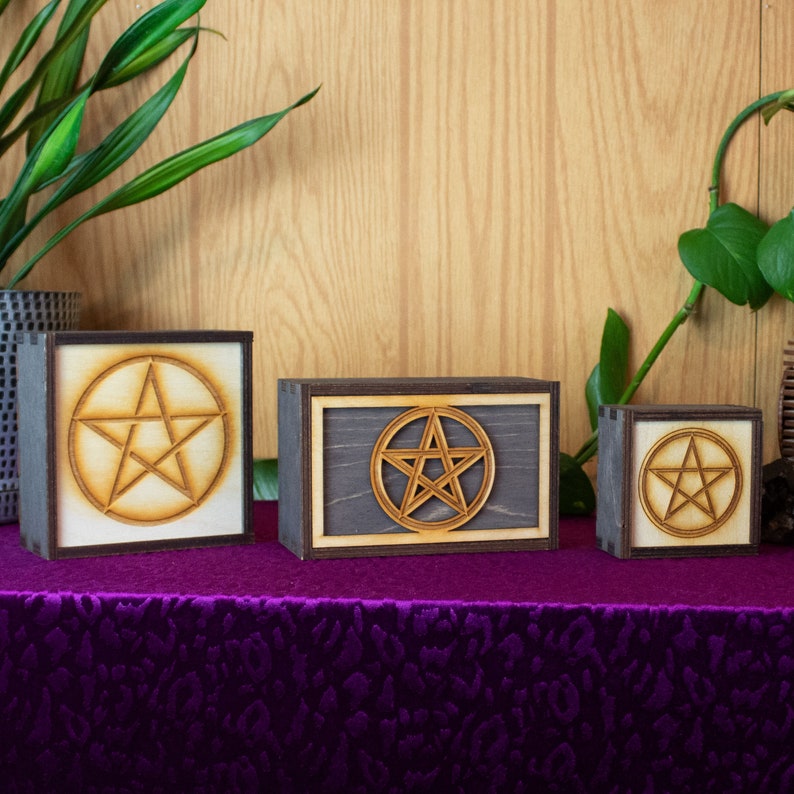 Tarot Cards Box Pentacle Stash Box Pentagram Treasure Box | Etsy