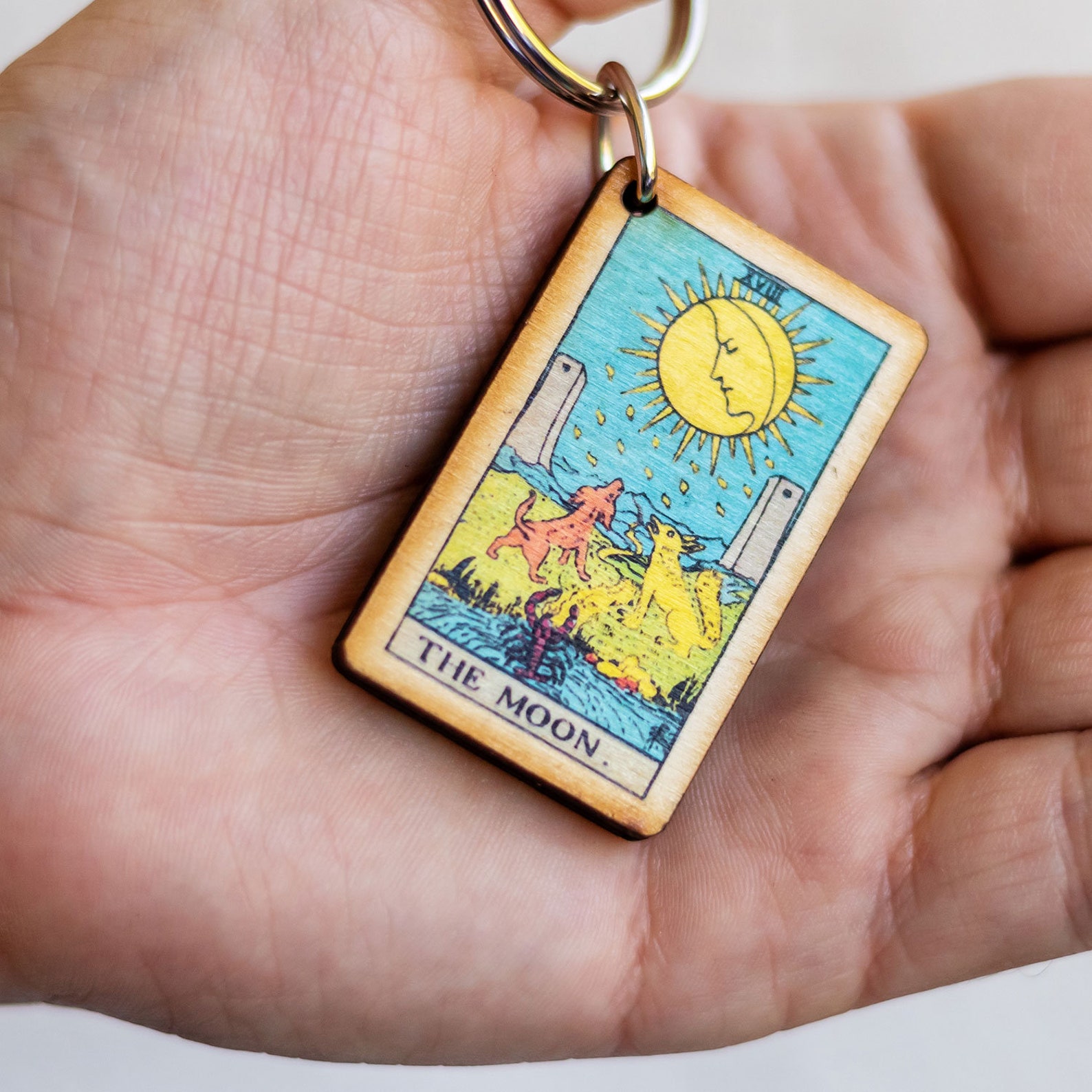 The Moon Tarot Card Keychain Mindfulness the Moon Gift Meditation Gift ...
