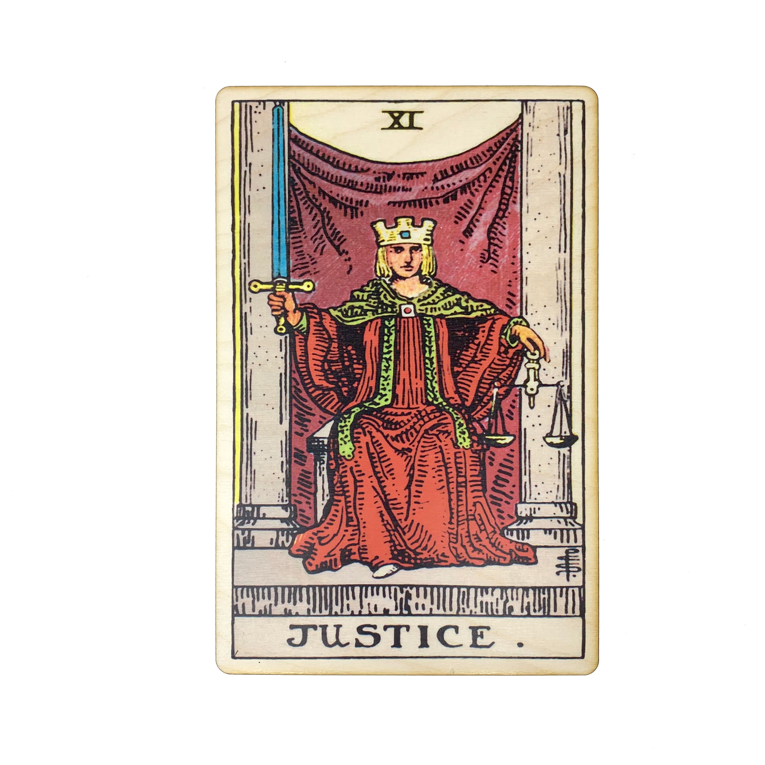 Tarot Cards Justice Wall Art Wooden Wall Decor Justice Tarot | Etsy