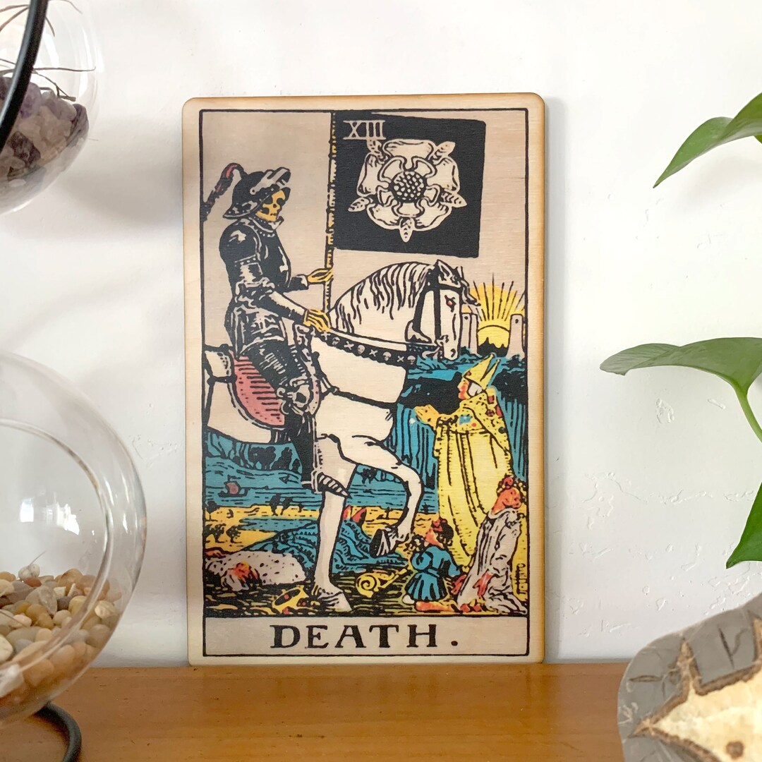 Tarot Cards Death Wall Art Wood Wall Decor Death Tarot Mindfulness Gift ...