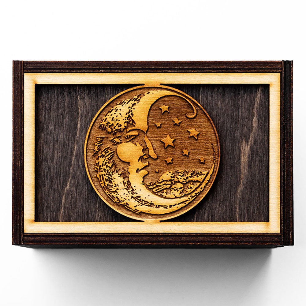 Tarot Cards Box Moon Stash Box Moon Treasure Box Moon - Etsy