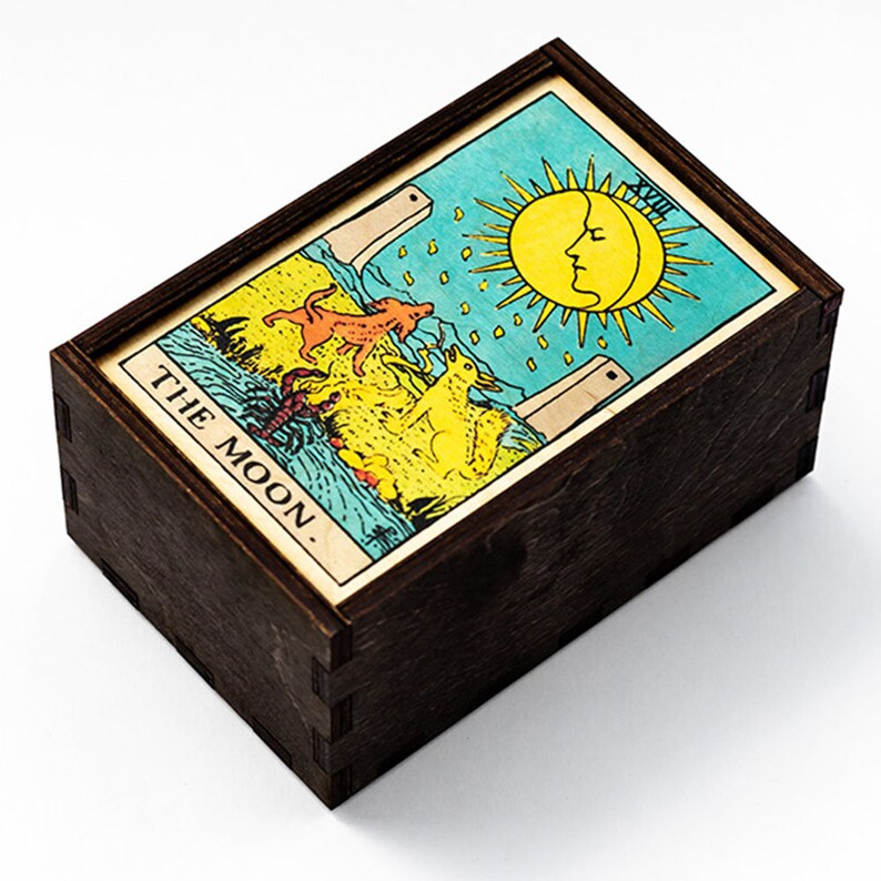 Tarot Cards Box The Moon Stash Box The Moon Tarot Treasure Box | Etsy
