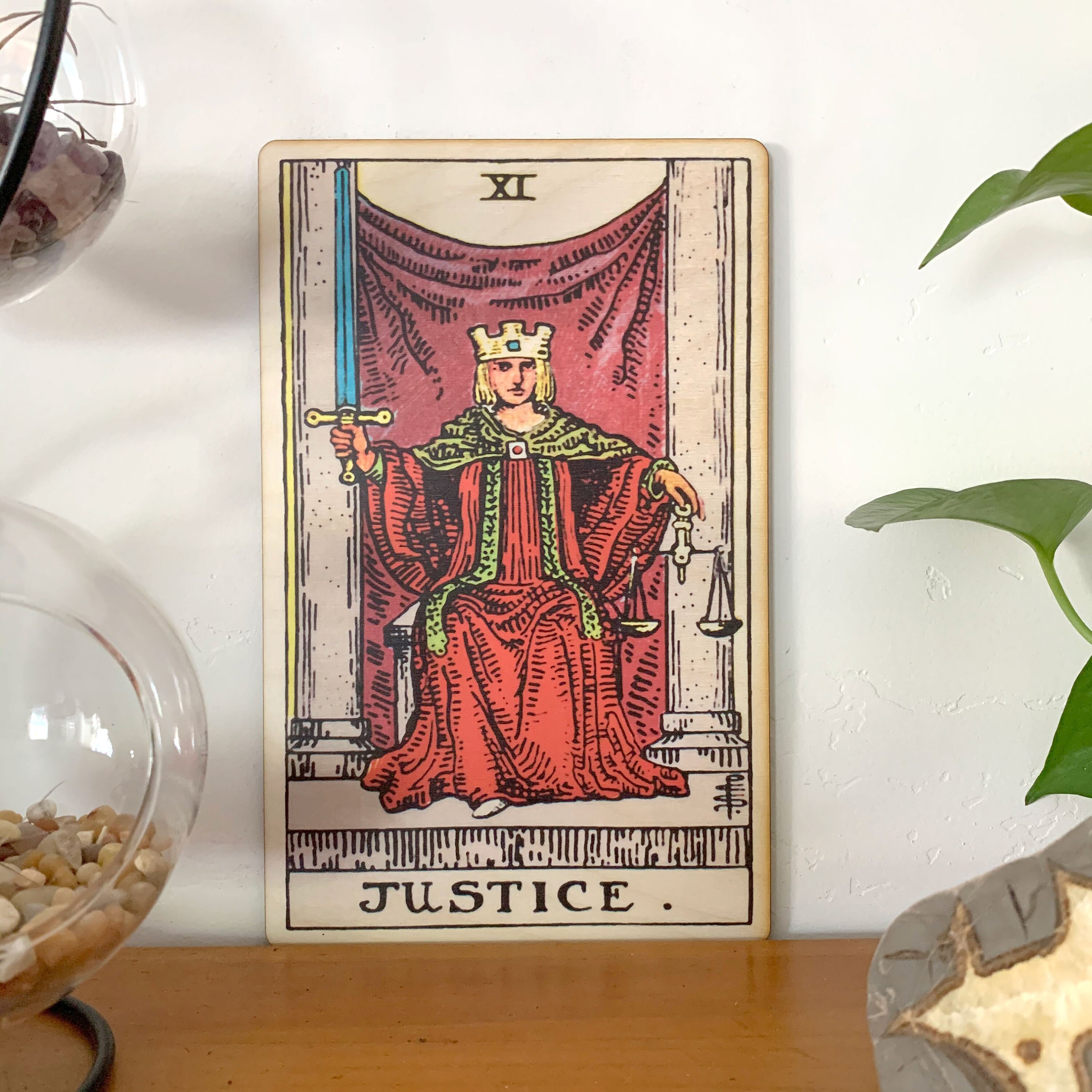 Tarot Cards Justice Wall Art Wooden Wall Decor Justice Tarot | Etsy