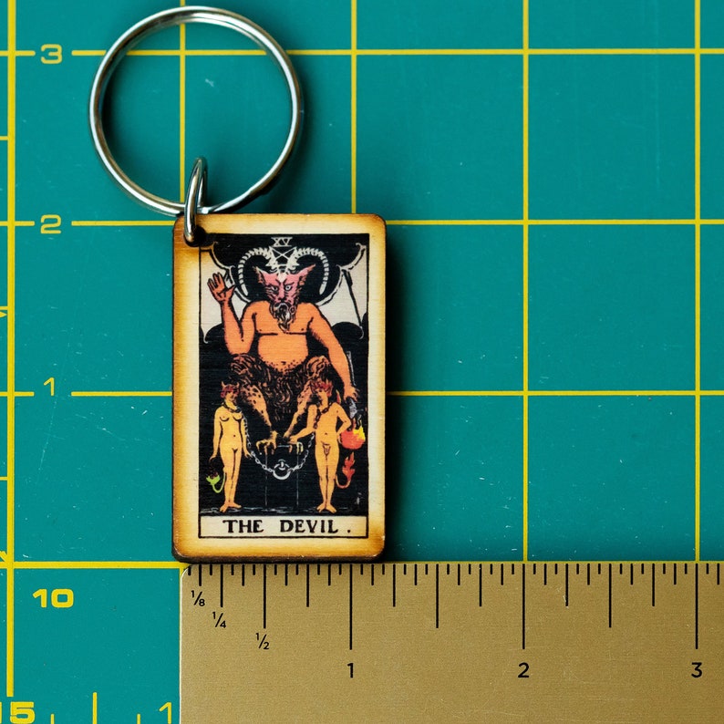 The Devil Tarot Card Keychain Mindfulness Devil Gift - Etsy