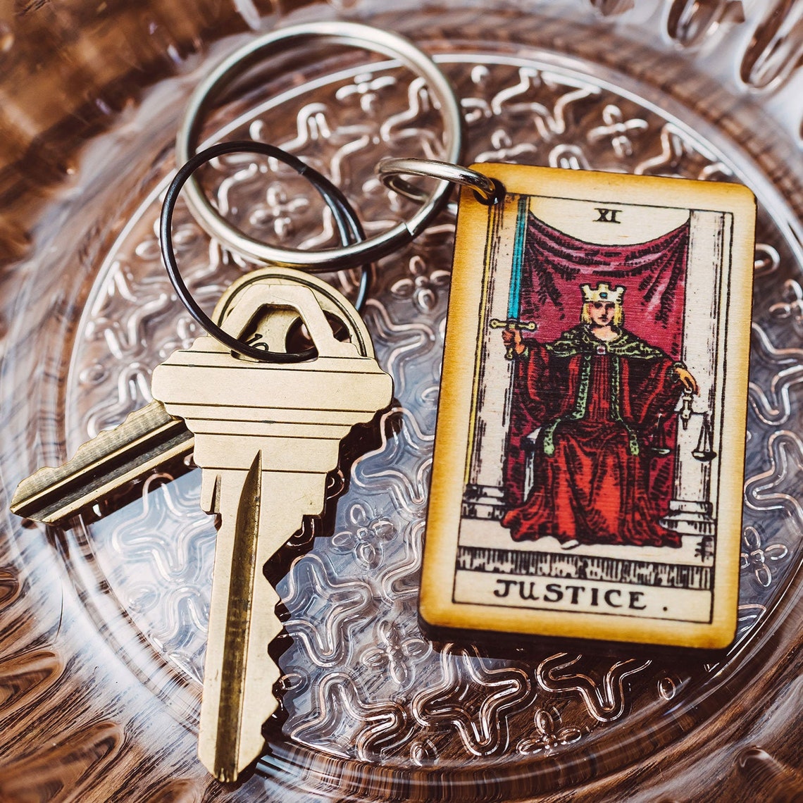 Justice Tarot Card Keychain Justice Gift Meditation Gift - Etsy