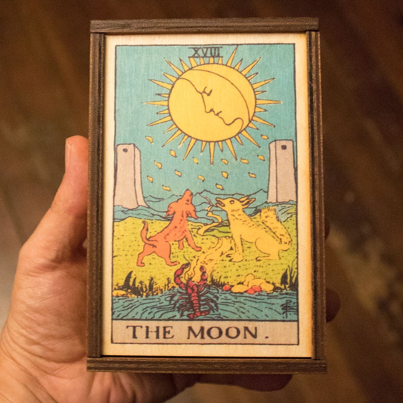 Tarot Cards Box The Moon Stash Box The Moon Tarot Treasure Box | Etsy