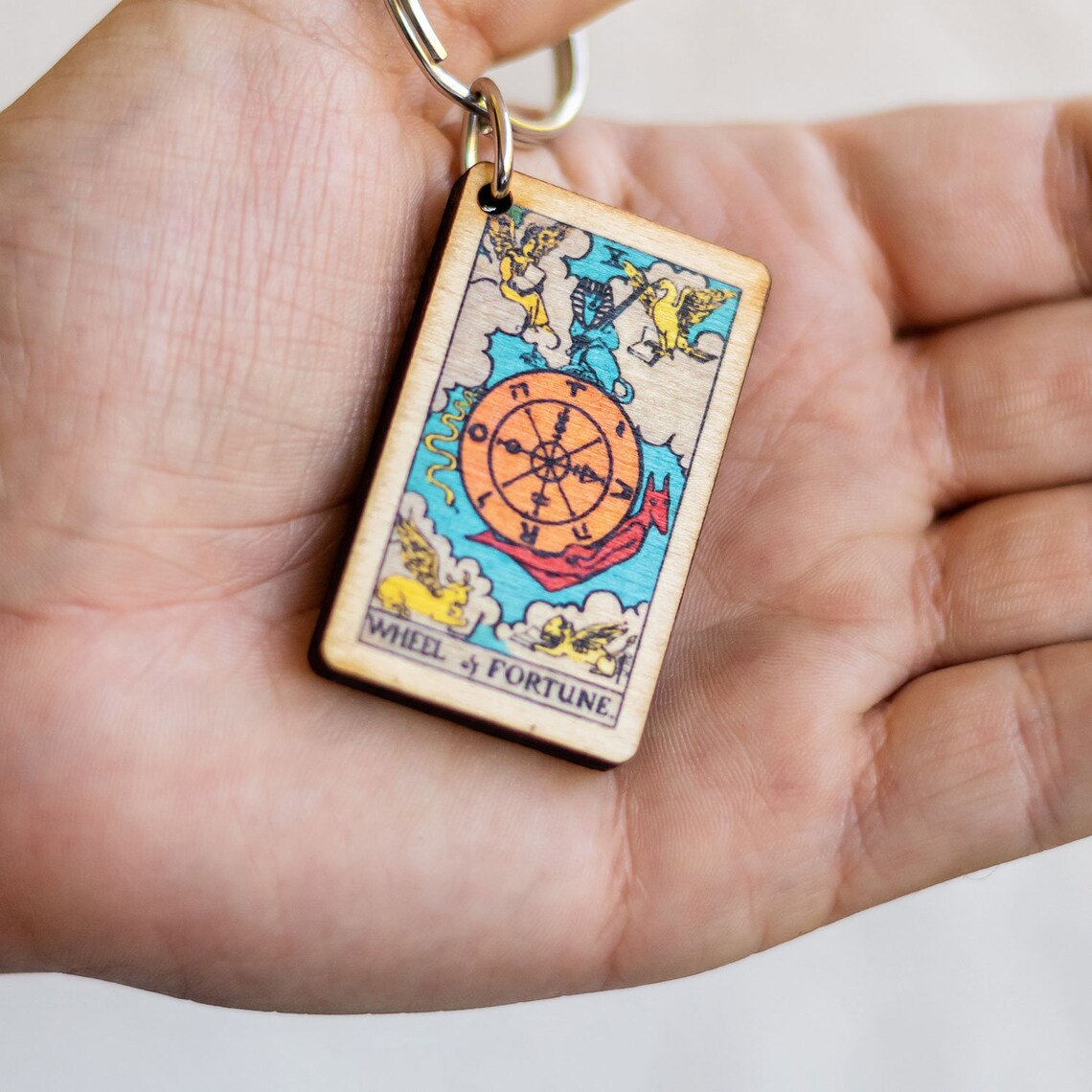 Wheel of Fortune Tarot Card Keychain Wheel of Fortune Gift Wheel of ...
