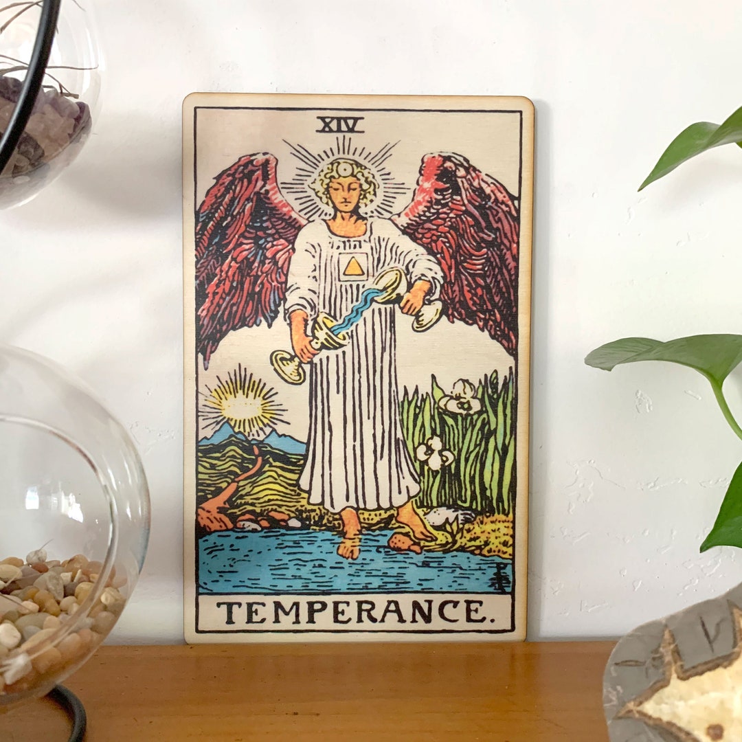 Tarot Cards Temperance Wall Art Wooden Wall Decor Temperance Tarot ...