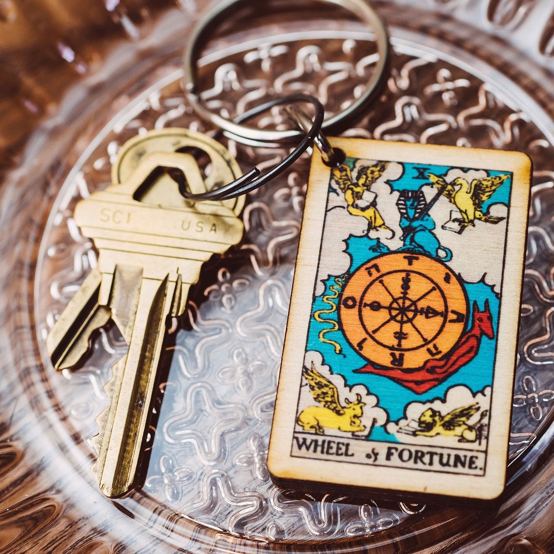 Wheel of Fortune Tarot Card Keychain Wheel of Fortune Gift Wheel of ...