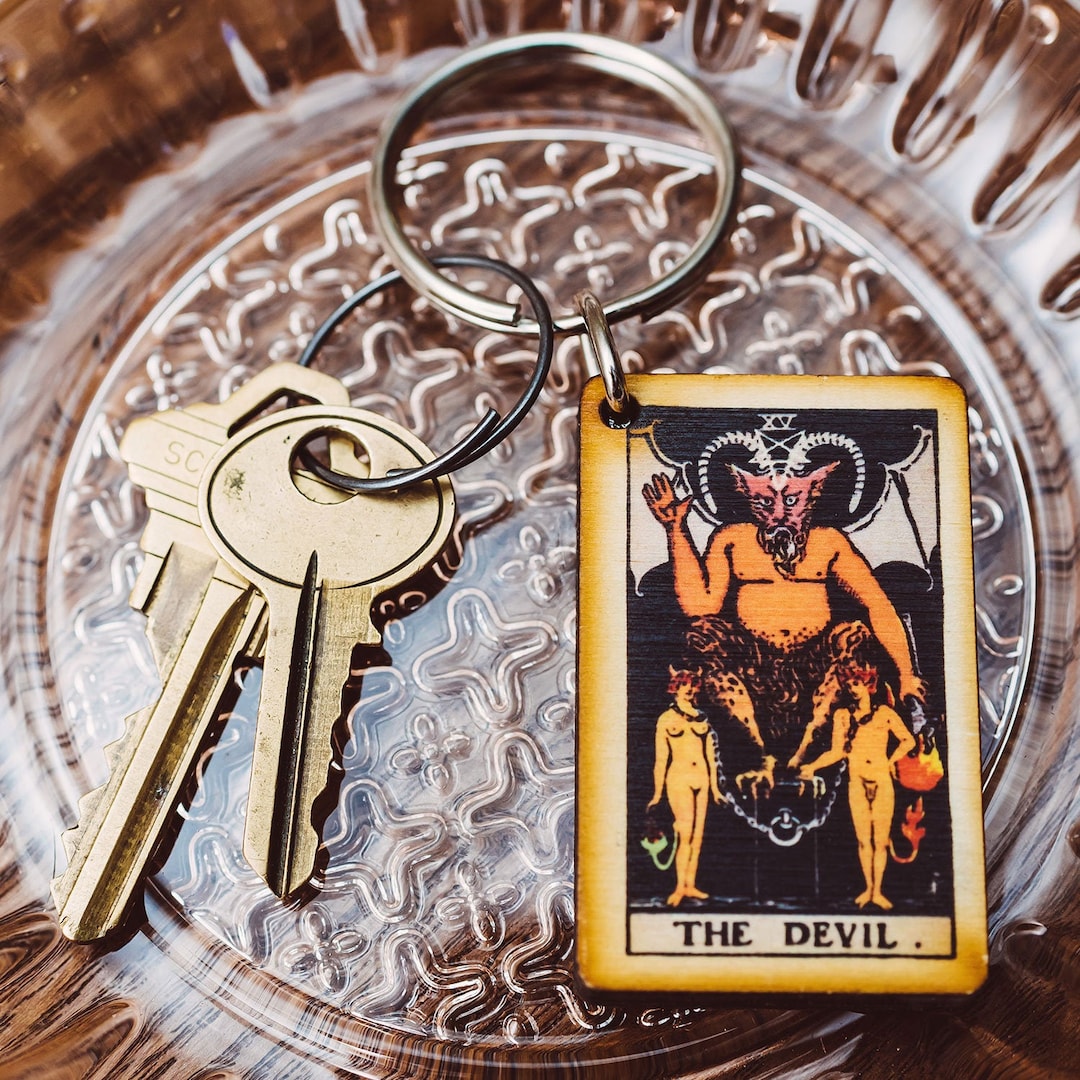 The Devil Tarot Card Keychain Mindfulness Devil Gift - Etsy
