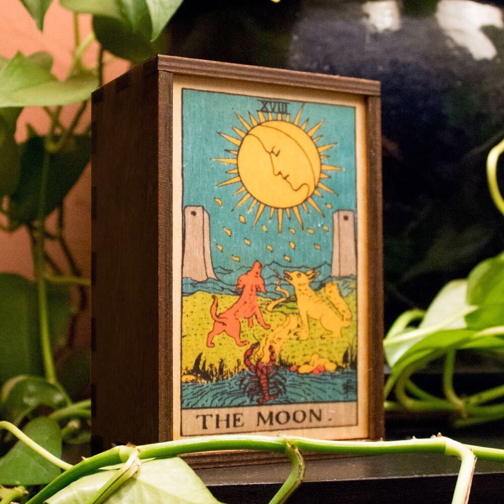 Tarot Cards Box The Moon Stash Box The Moon Tarot Treasure Box | Etsy