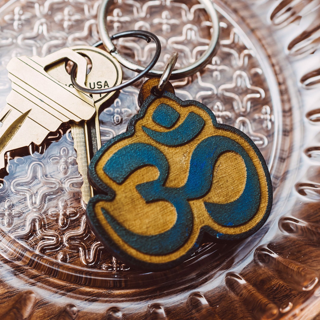 Om Keychain Ohm Mindfulness Gift Om Meditation Gift Om Gift Om Wood ...