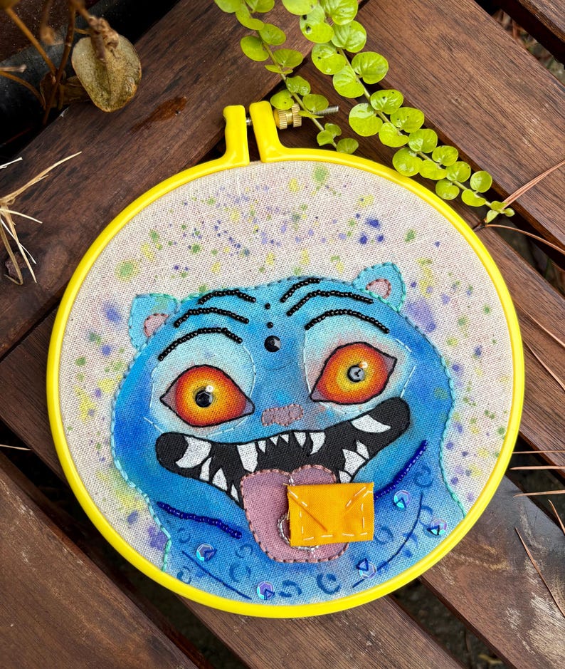 Derpy Tiger Art - Kpop Demon Hunters Mixed Media Embroidery and ...