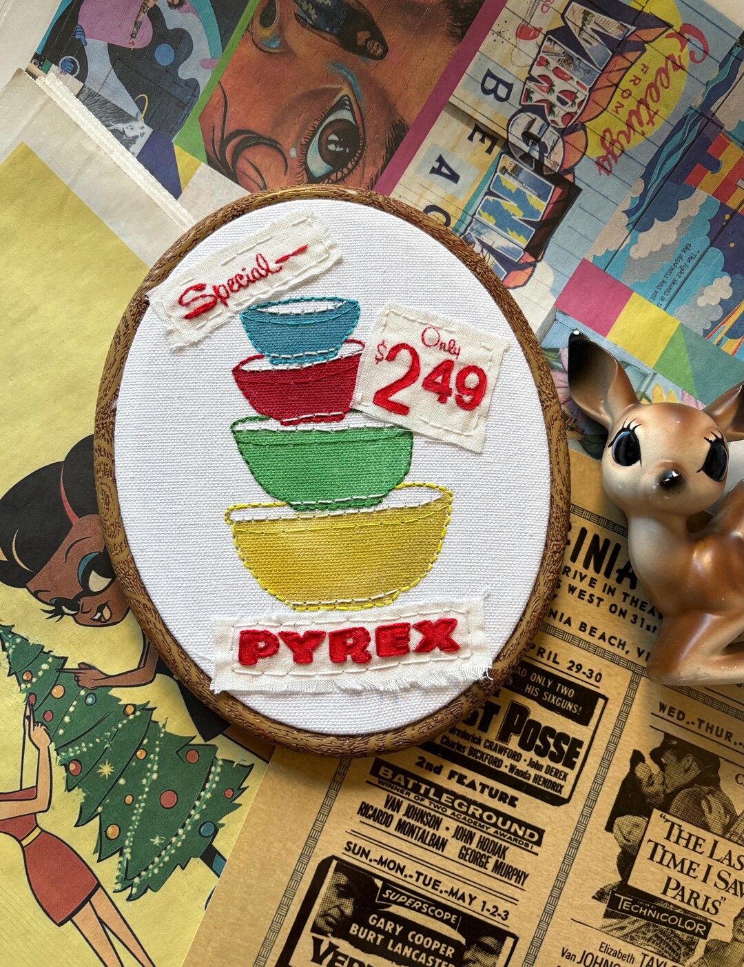 Vintage Pyrex Primary Colors Mixing Bowls Retro Ad- Mixed Media ...