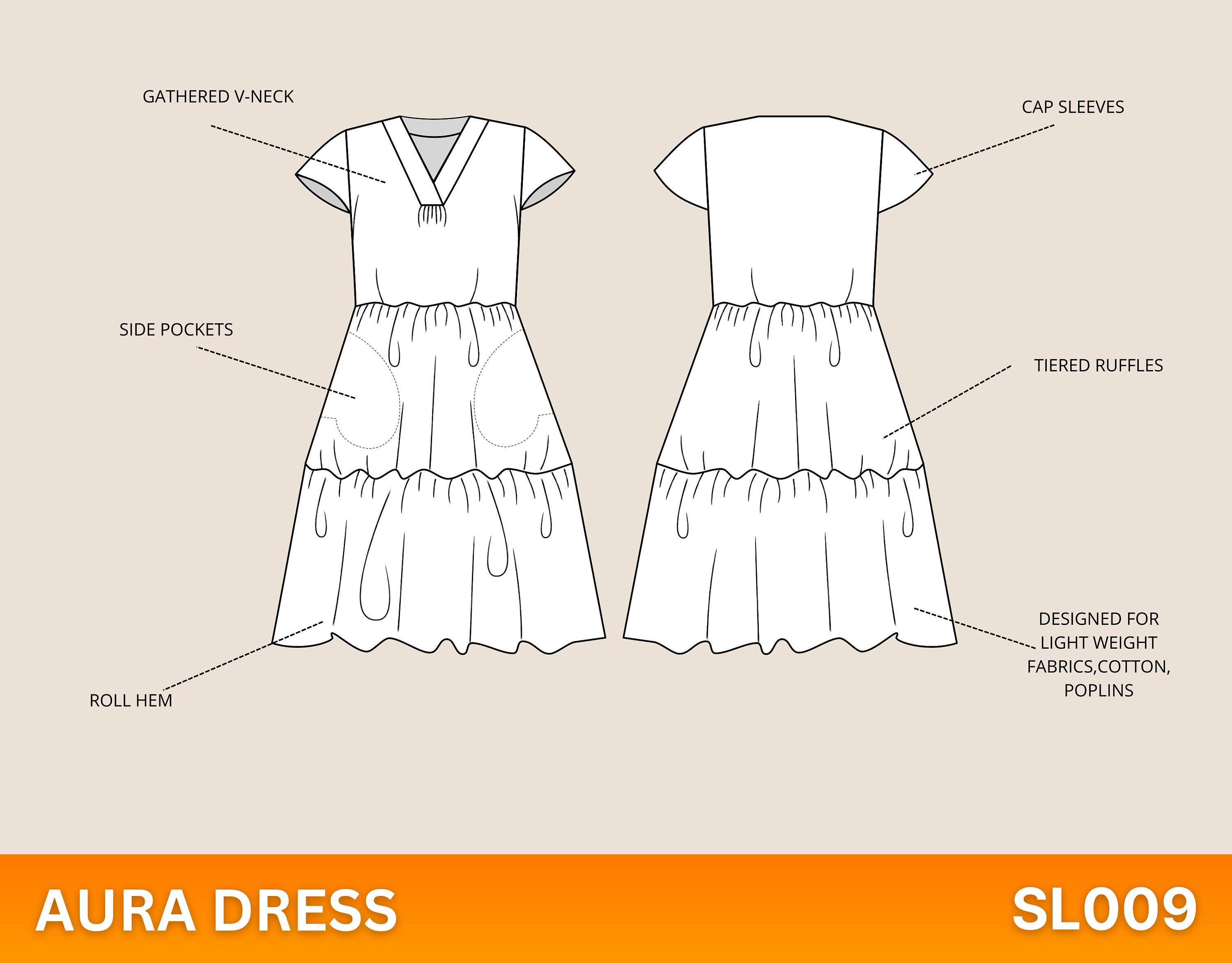SEW LOOK - Aura Tier Ruffle Dress - PDF Easy Beginner Sewing Pattern - Etsy