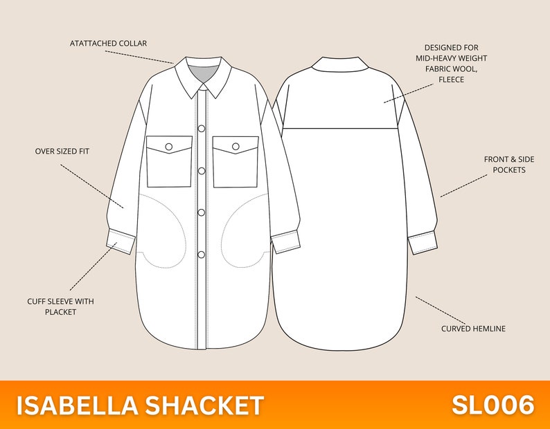 SEW LOOK - Isabella Oversized Shacket Coat Pattern - PDF Easy Beginner Sewing Pattern - Etsy