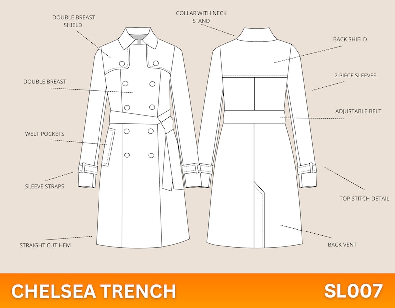 SEW LOOK - Chelsea Trench Coat Pattern - PDF Easy Beginner Sewing ...