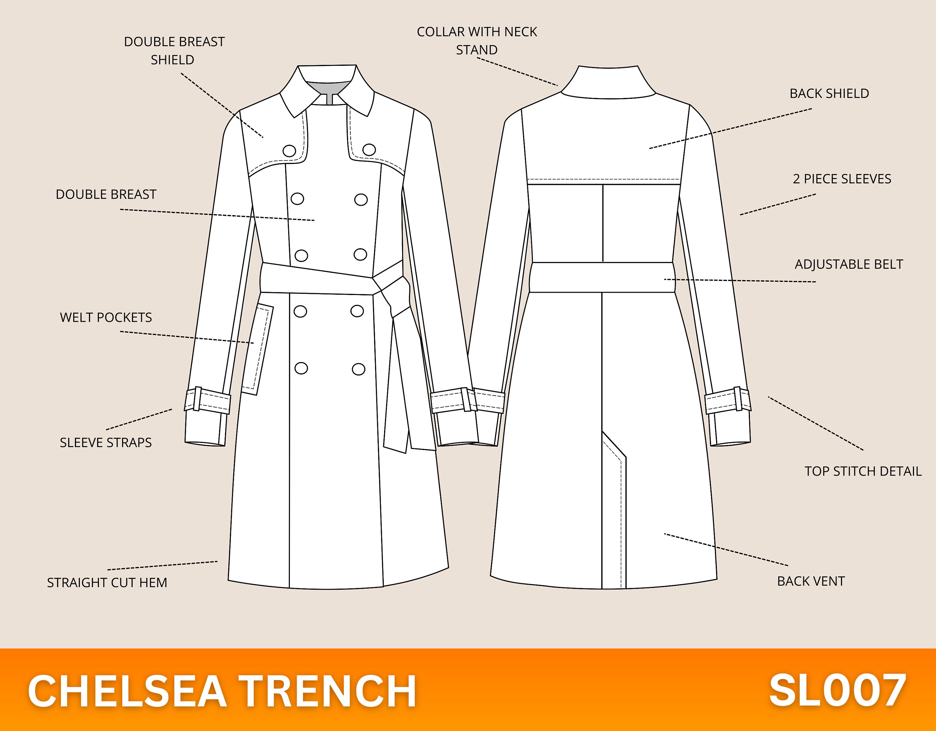 SEW LOOK - Chelsea Trench Coat Pattern - PDF Easy Beginner Sewing ...