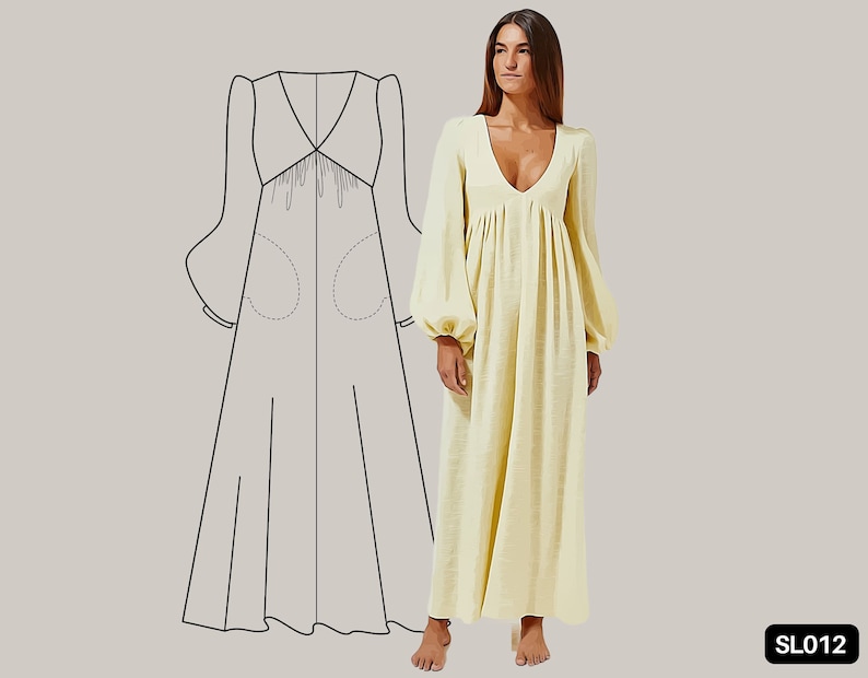 SEW LOOK Belle Boho Long Maxi Dress Pattern PDF Easy - Etsy