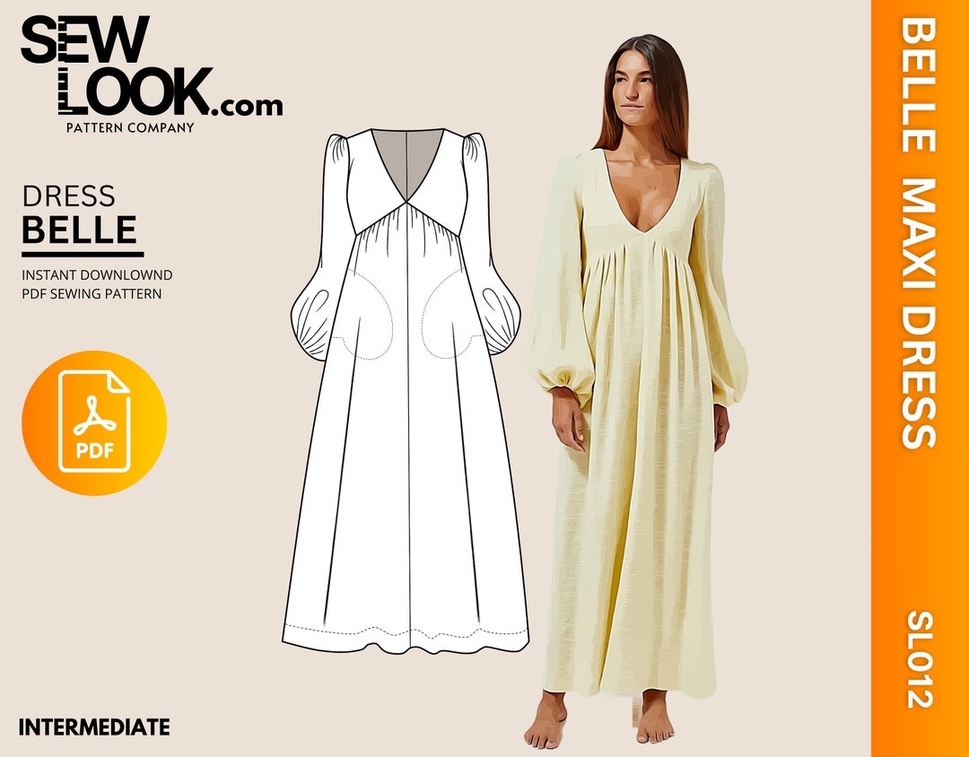 SEW LOOK - Belle Boho Long Maxi Dress Pattern - PDF Easy Beginner ...