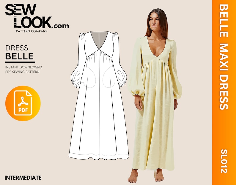 SEW LOOK - Belle Boho Long Maxi Dress Pattern - PDF Easy Beginner ...