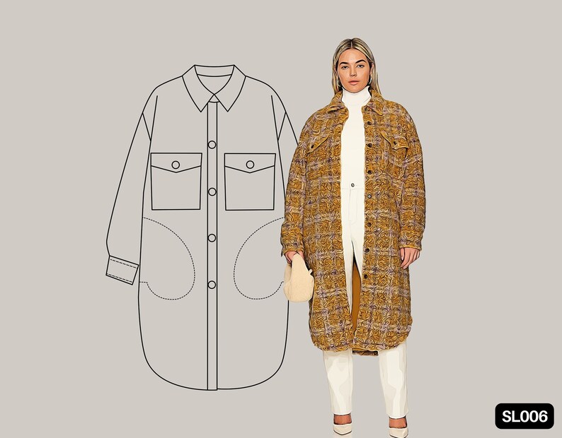 SEW LOOK Isabella Oversized Shacket Coat Pattern PDF Easy - Etsy