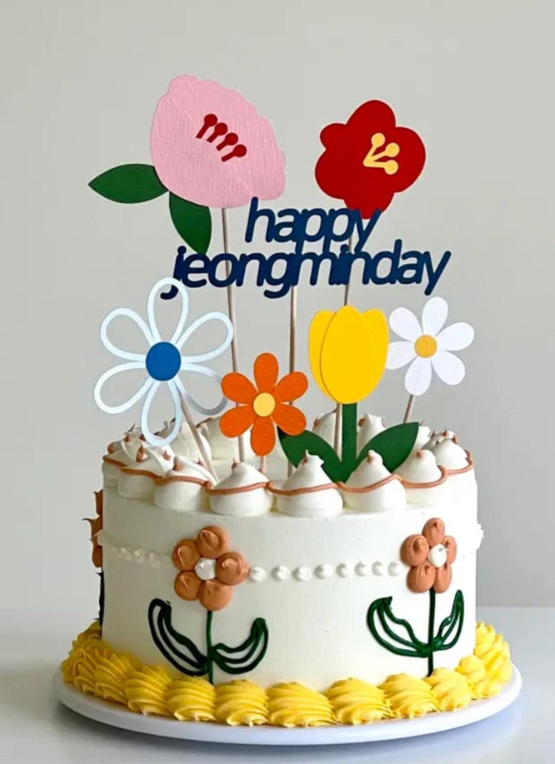 Paper Flower Cake Toppers Including Name Toppers 7pcs - Etsy