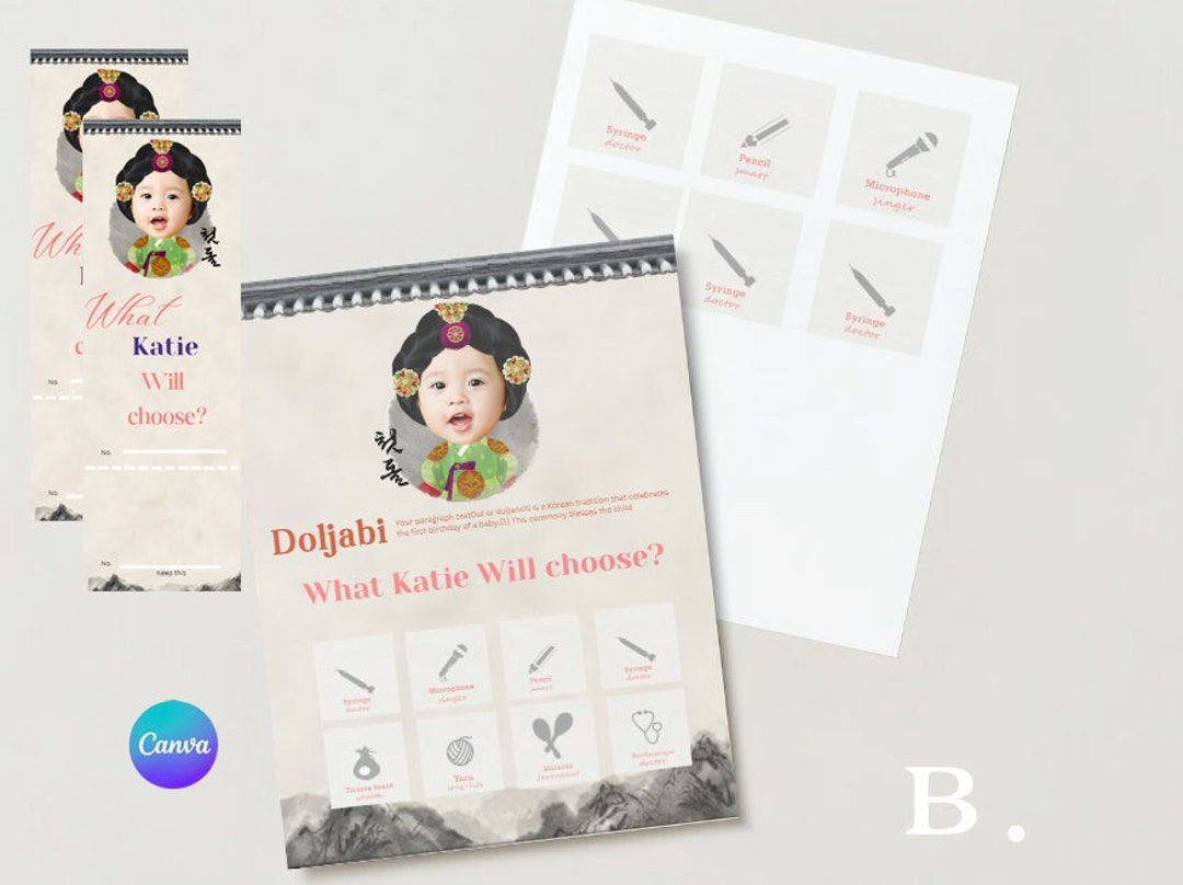 Personalized Doljabi Event Bundle, Doljabi Board, Jar Tag , Korean 1st ...