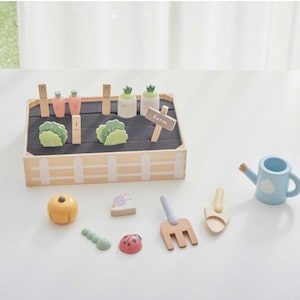 14 Piece Sensory Bin Miniature Wooden Farm Toy or Garden/ Wooden Garden ...