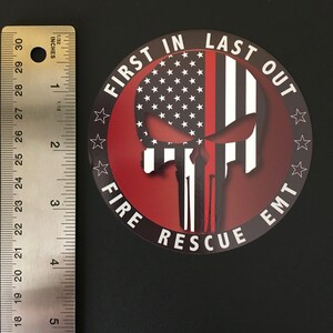 Punisher Red Line Fire EMS Rescue Die Cut Vinyl Decal Sticker - Etsy