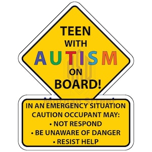 Autism on Board Car Decal: Emergency Alert Vinyl Sticker - Etsy