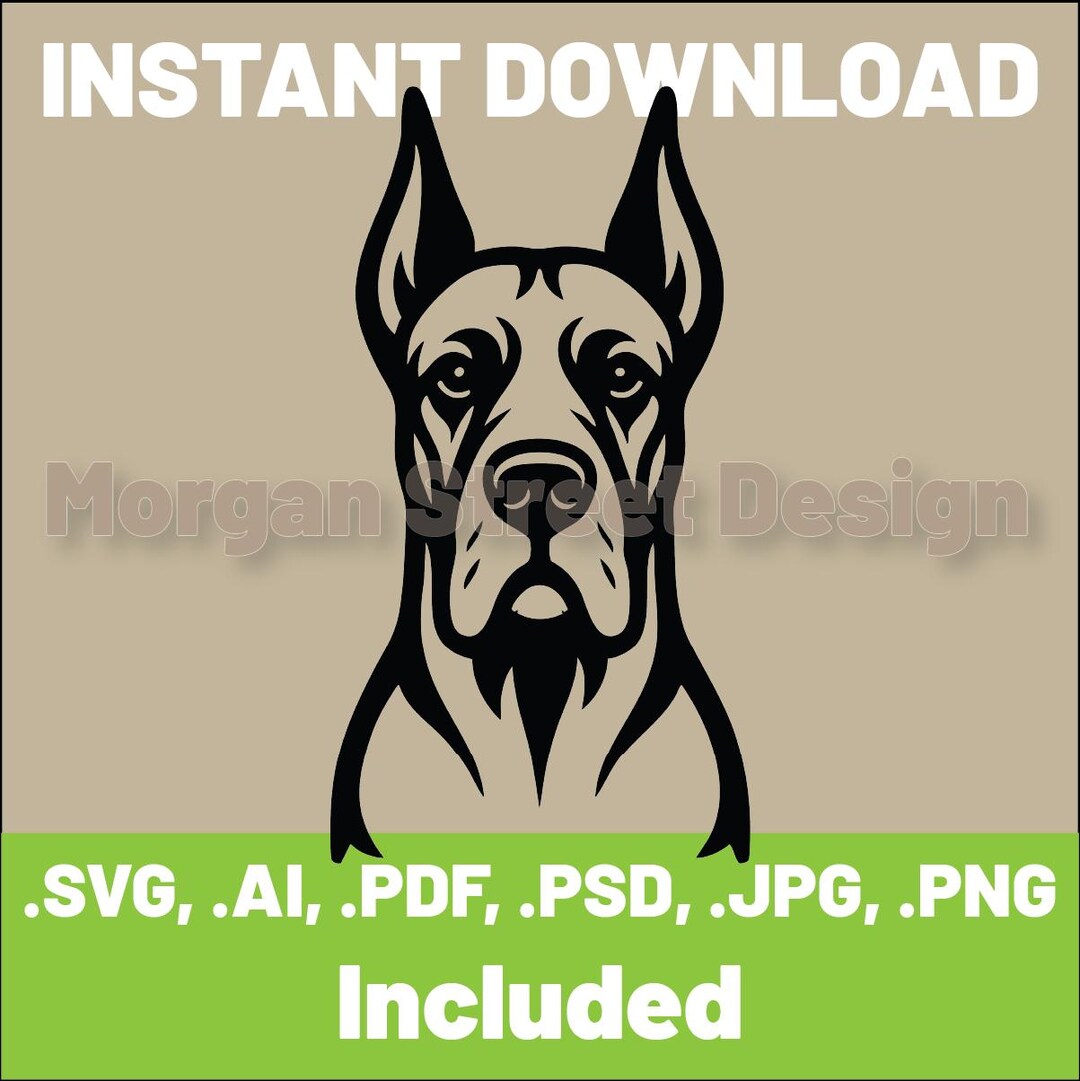 Great Dane SVG | Dog PNG | Cricut & Silhouette Cutting File | Instant ...